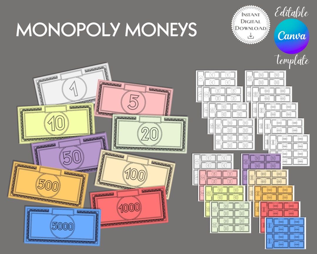 Printable Monopoly Money: DIY Board Game (digital Download) - Etsy