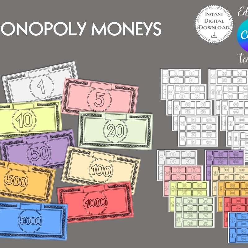 Monopoly geld zum ausdrucken - Etsy.de