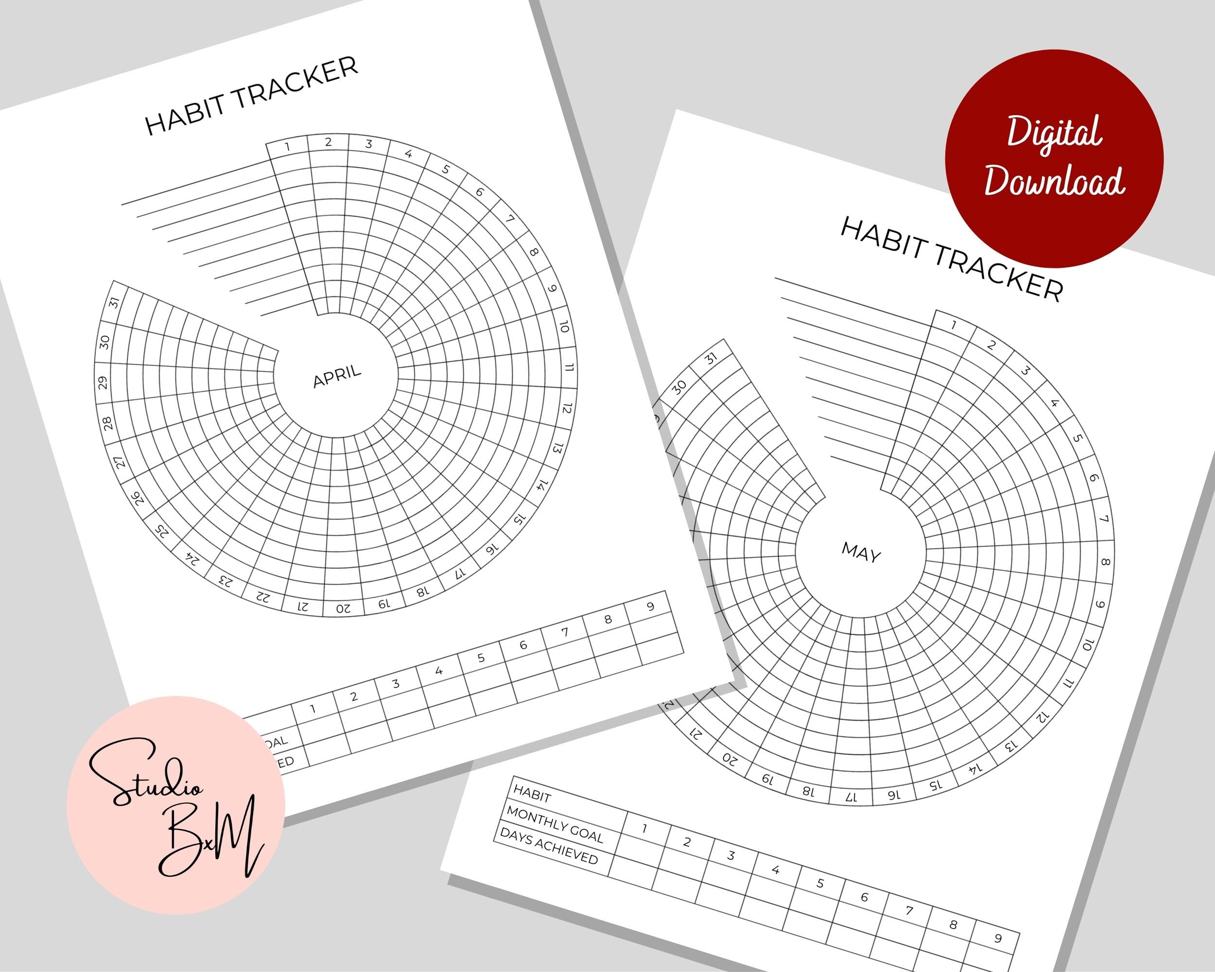 Monthly Habit Tracker Circular Habit Tracker Printable Circle Habit ...