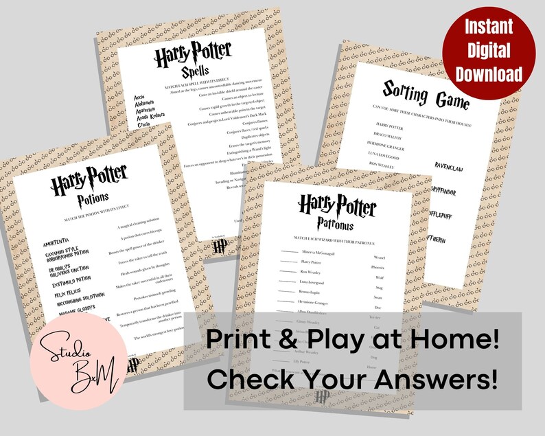 Harry Potter Trivia Printable Wizard Party Games HP Quiz - Etsy