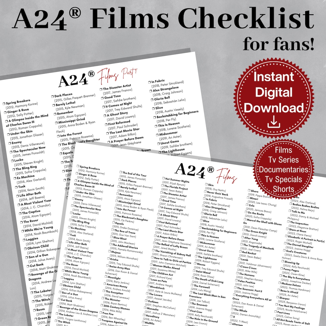 A24 Films Checklist UPDATED IN 2024, Movie Checklist, A24 Documentaries, Shorts, Videos, Tv ...