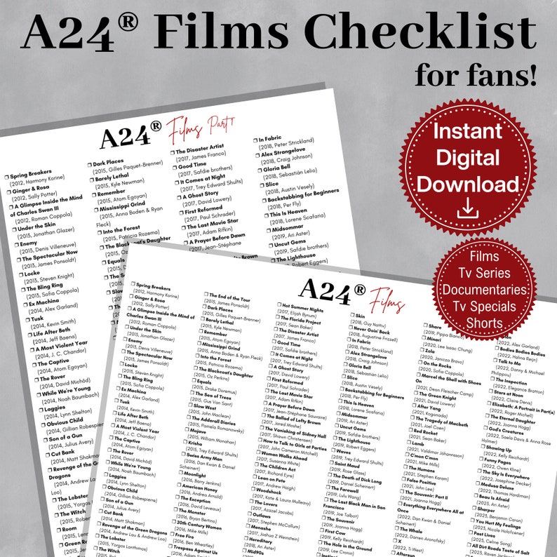 A24 Films Checklist UPDATED IN 2024, Movie Checklist, A24 Documentaries ...