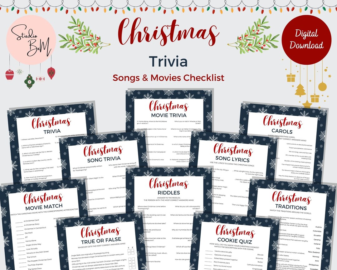 Printable Christmas Trivia Game: Family Holiday Activities (digital ...