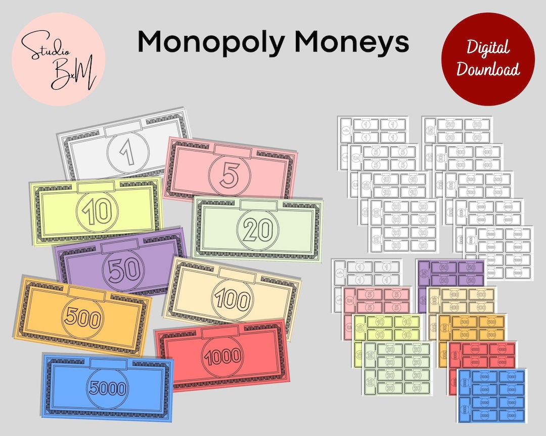 Monopoly Money | Printable Monopoly Game | Digital Download | Instant ...