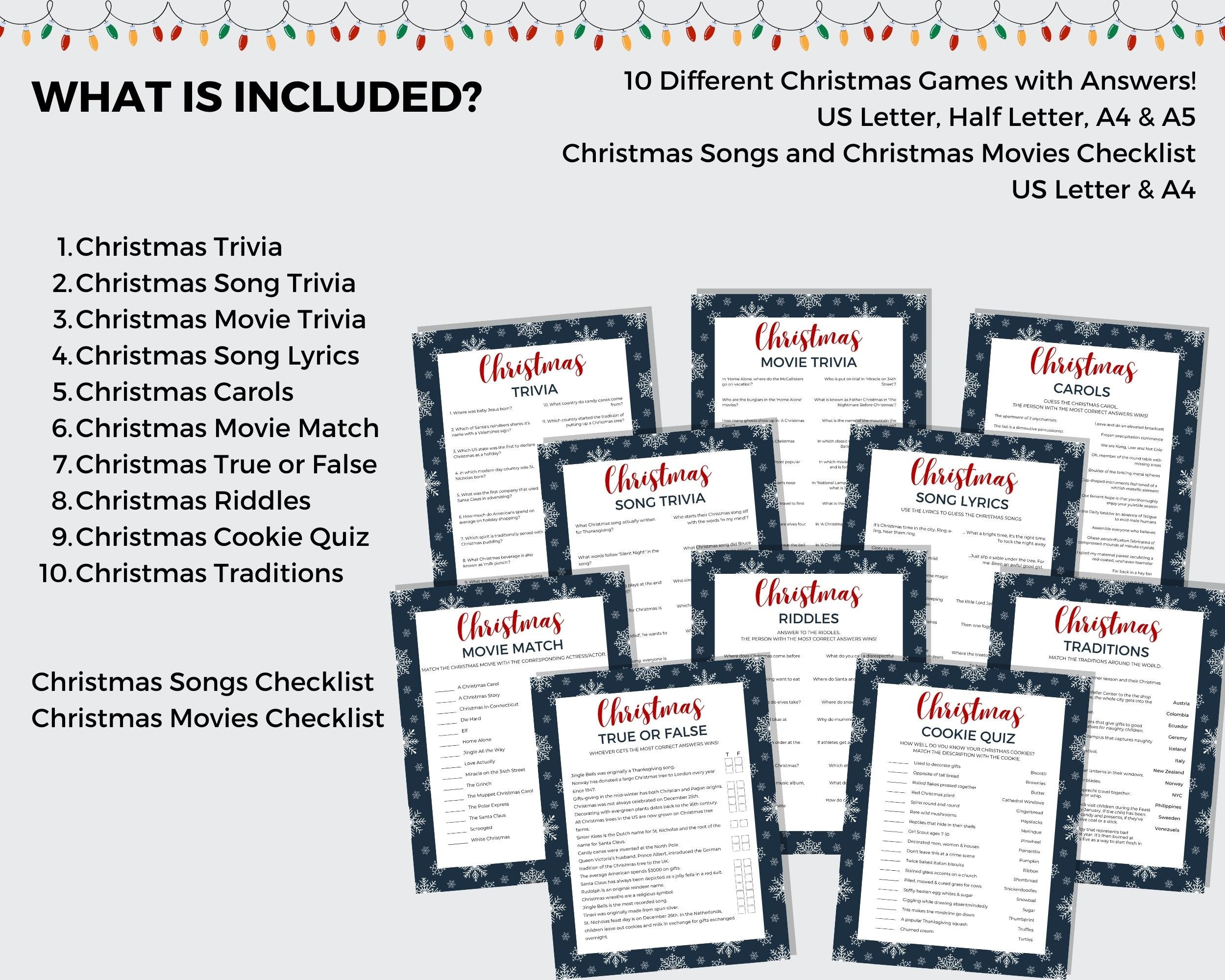 Christmas Trivia Game, 10 Printable Christmas Trivia, Christmas ...