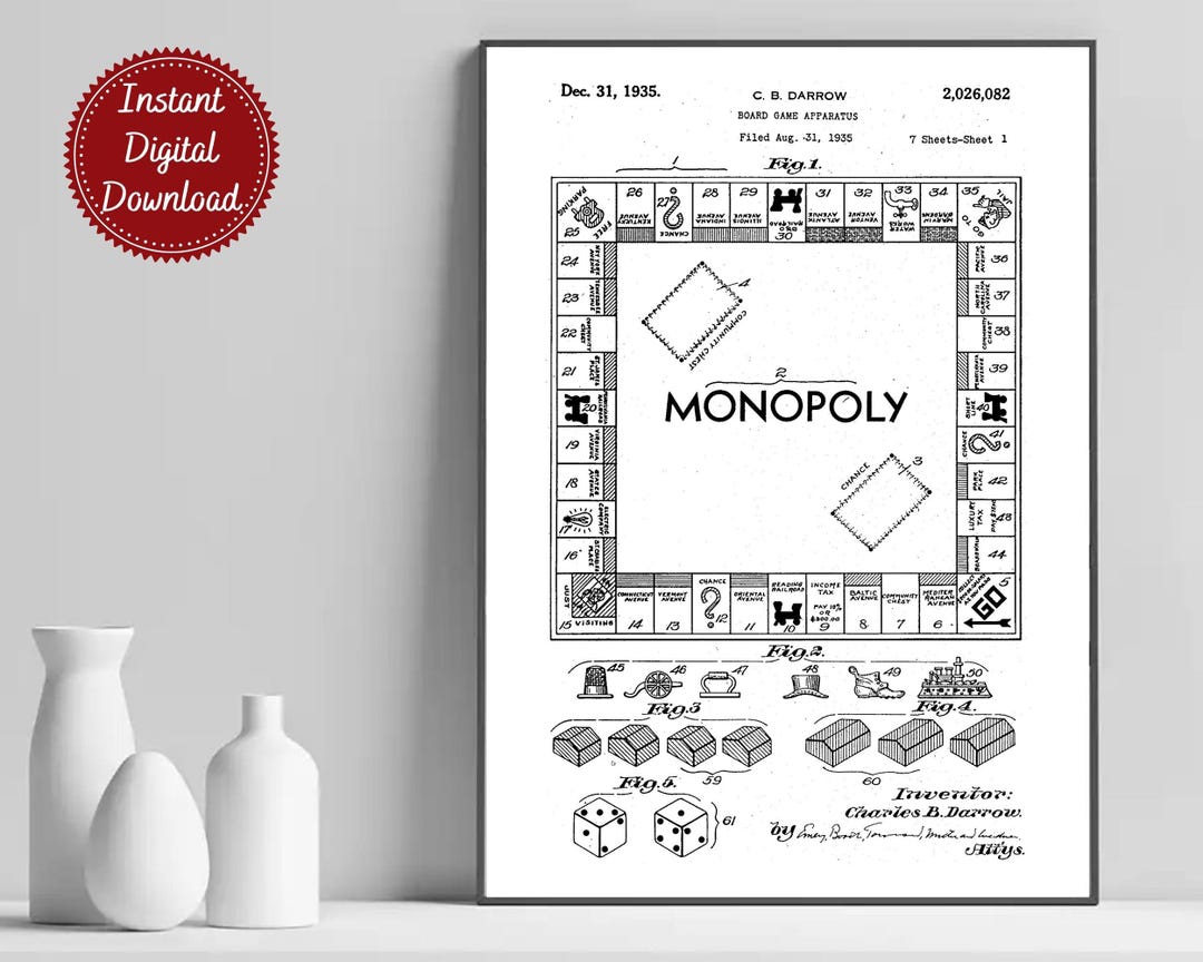 Monopoly Patent Art Print: Board Game Blueprint (digital Download) - Etsy