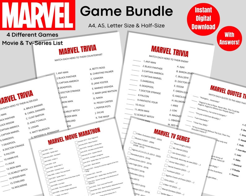 Marvel Trivia Avengers Trivia Printable Printable Marvel Quiz Avengers ...