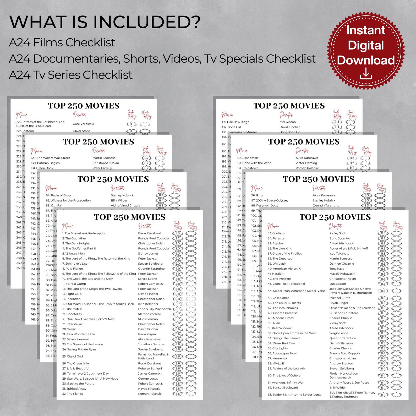 IMDB Top 250 Movies Bucket List, Movies Bucket List, Ultimate Movie ...