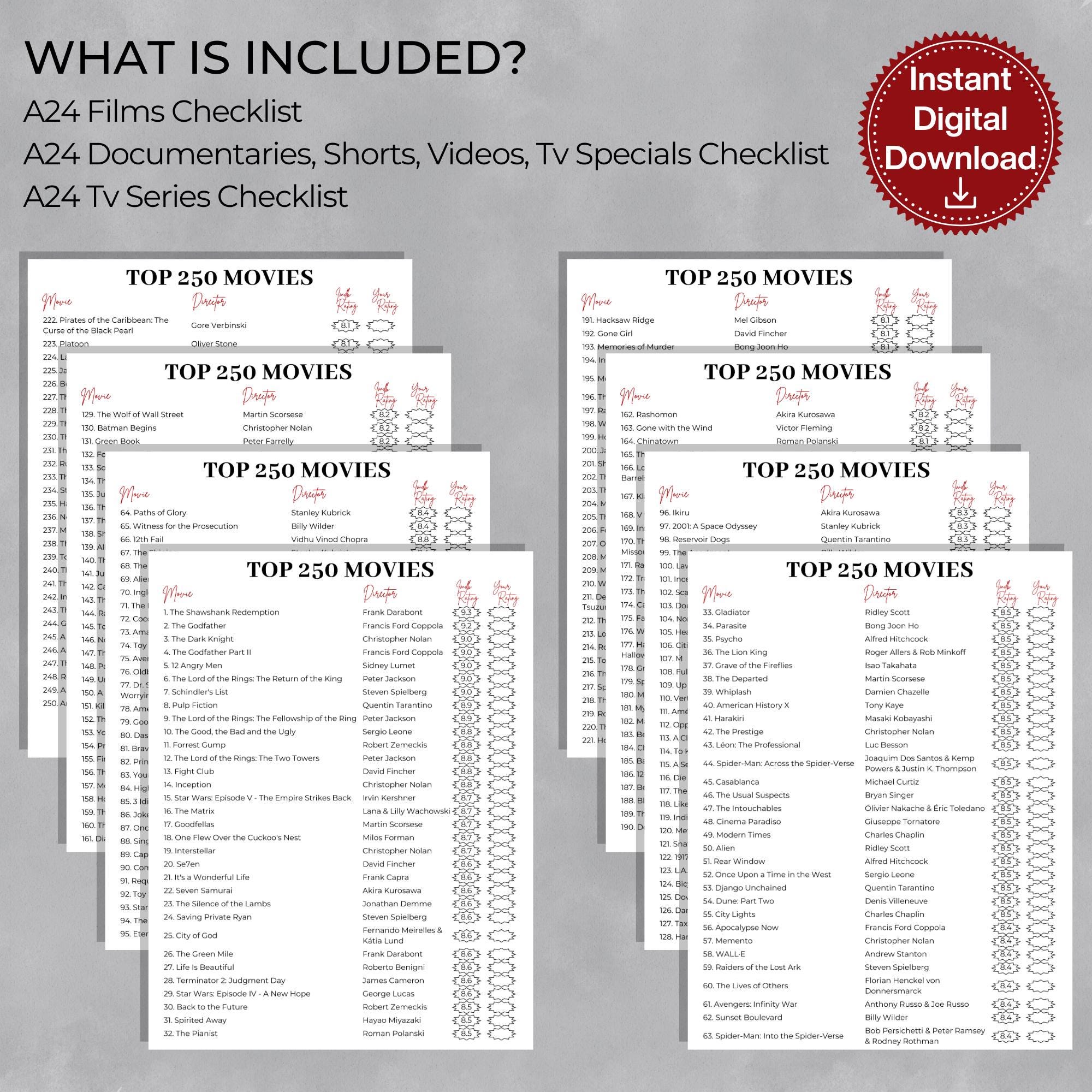 IMDB Top 250 Movies Bucket List, Movies Bucket List, Ultimate Movie ...