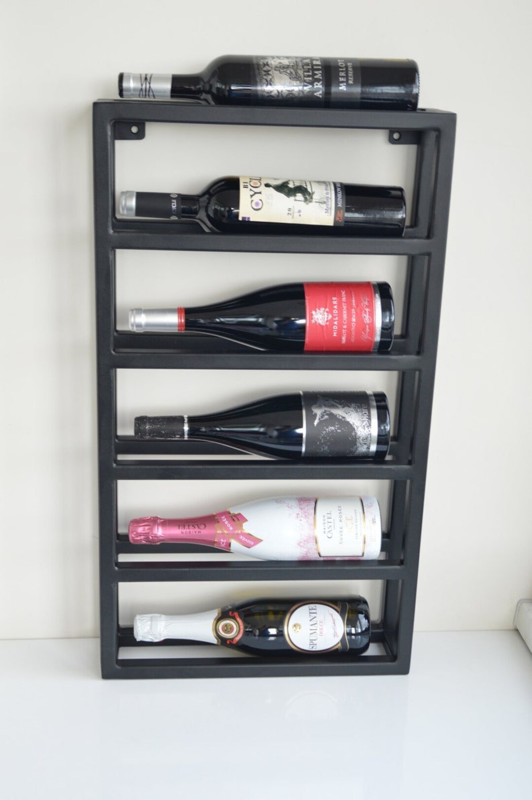 Black Modern Wall-mounted Wine Rack, Wall Wine Holder, Wine Bottle Rack ...