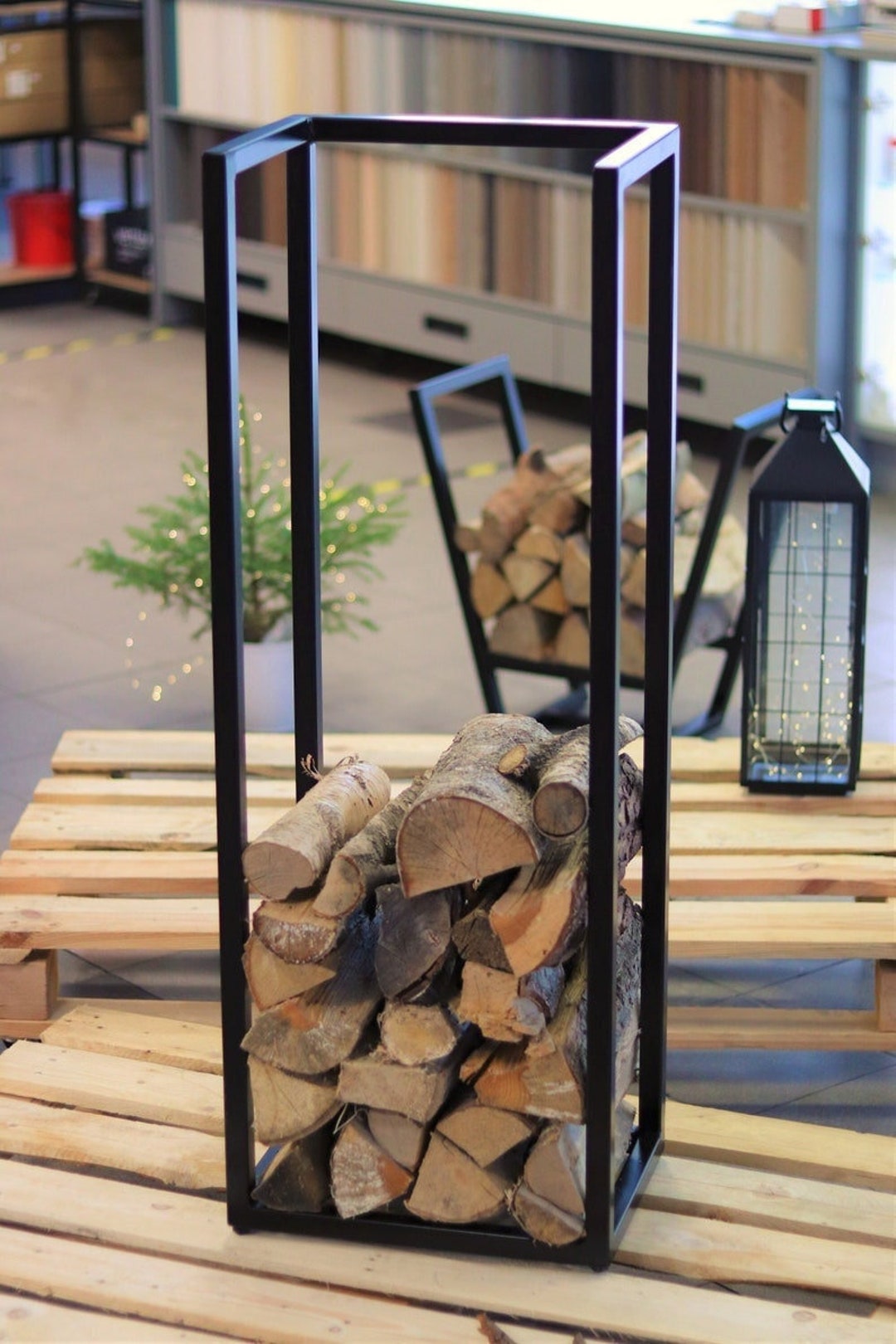 Metal Firewood Log Holder, Indoor Firewood Log Rack, Firewood Storage ...