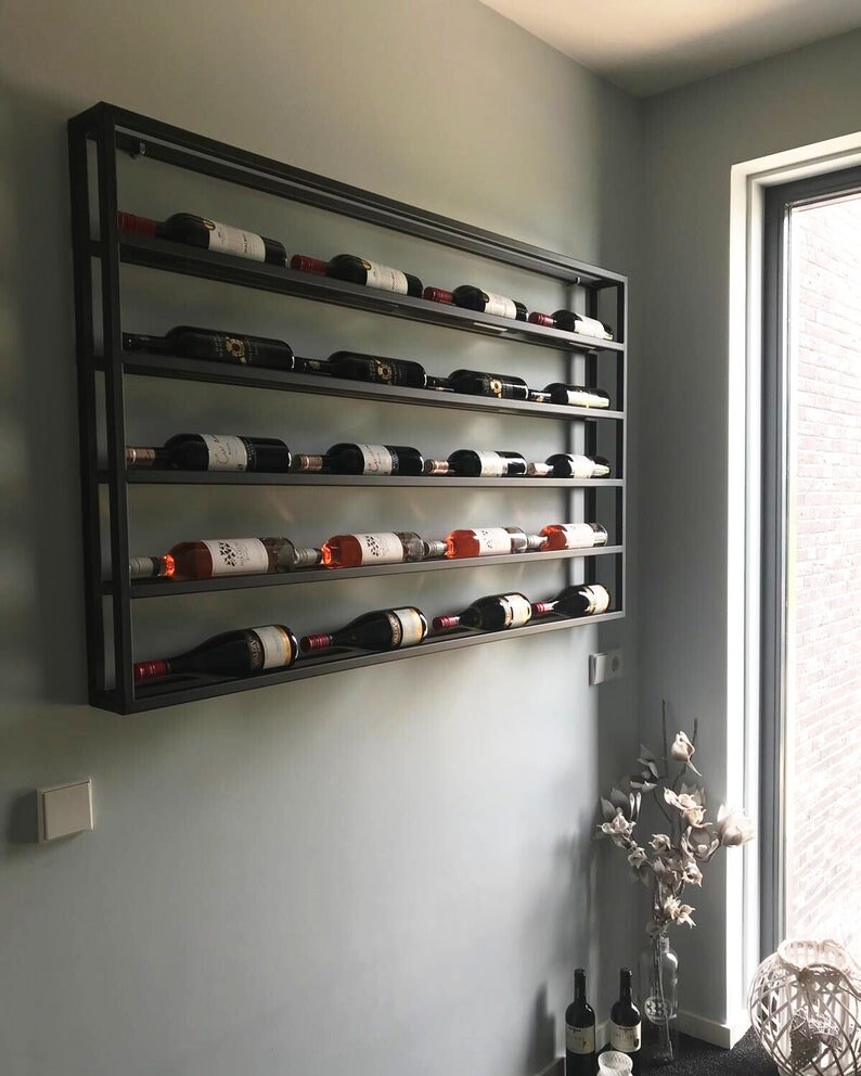Industrial Wine Rack Wall Mounted, Modern Wine Rack Wall, Modern Wine ...