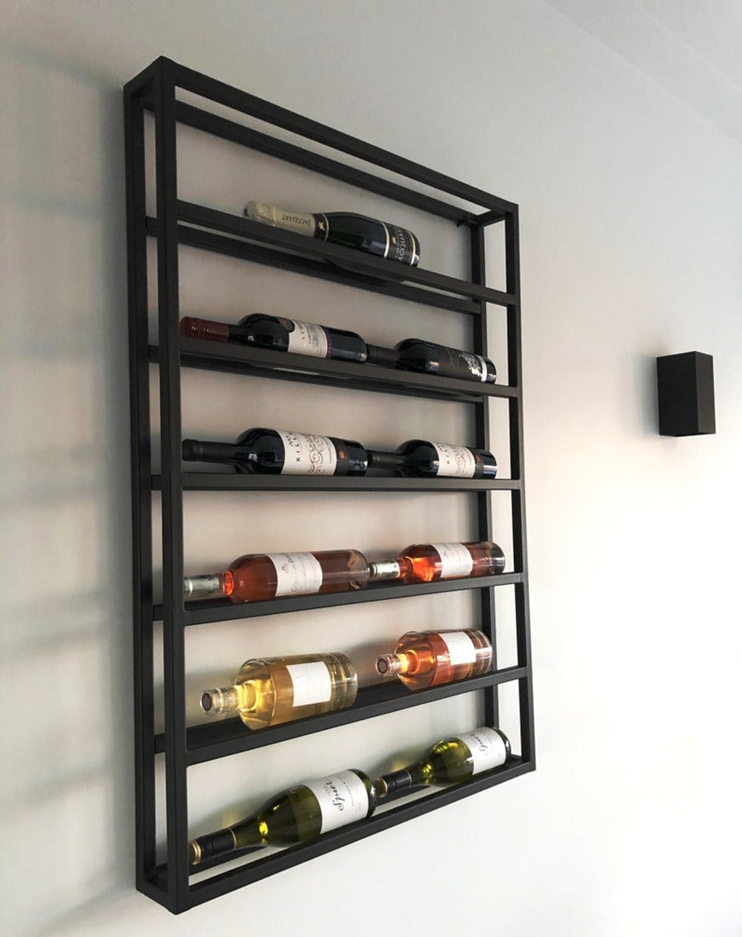 Metal Wall Mounted Wine Rack, Wall Mounted Shelf, Wine Holder Display ...