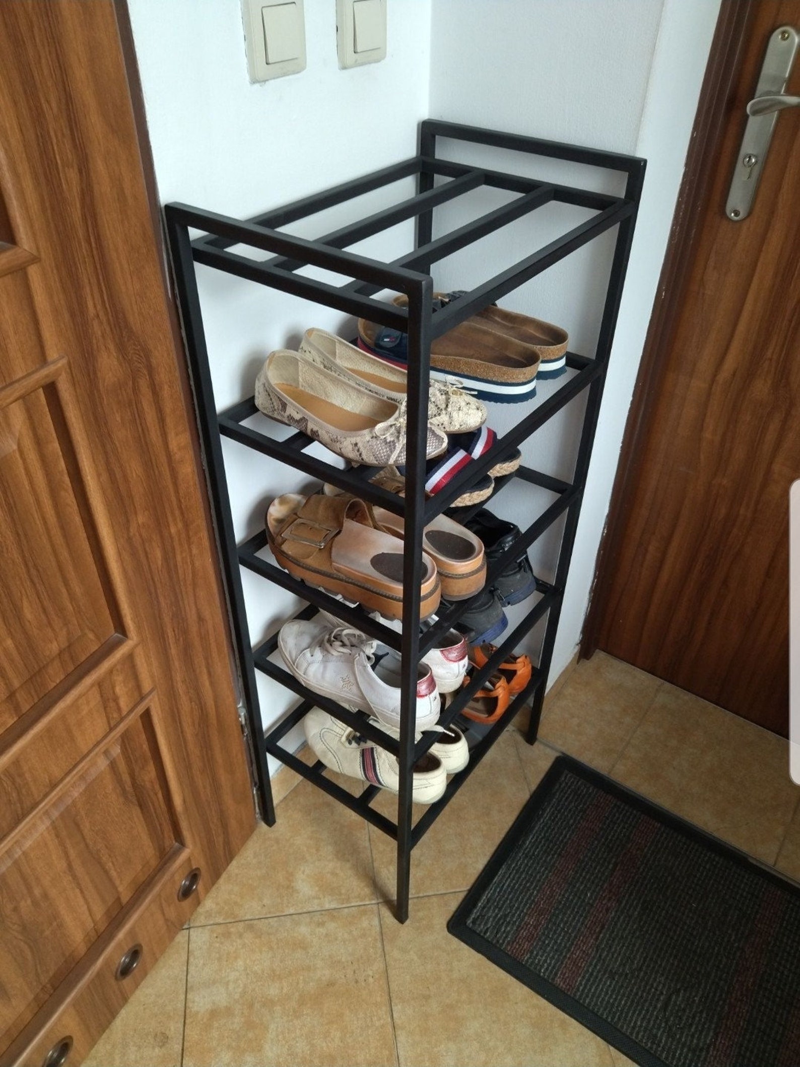 5 -tier Entryway Shoe Rack, Vintage Metal Shoe Rack, Modern Entryway ...