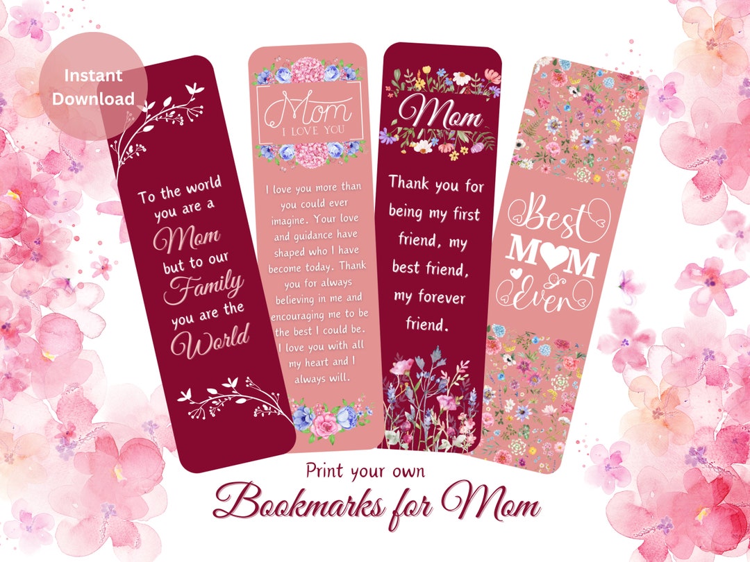 Mom Bookmarks, Poem Bookmarks for Mom, Gift for Mom, Mother’s Day ...