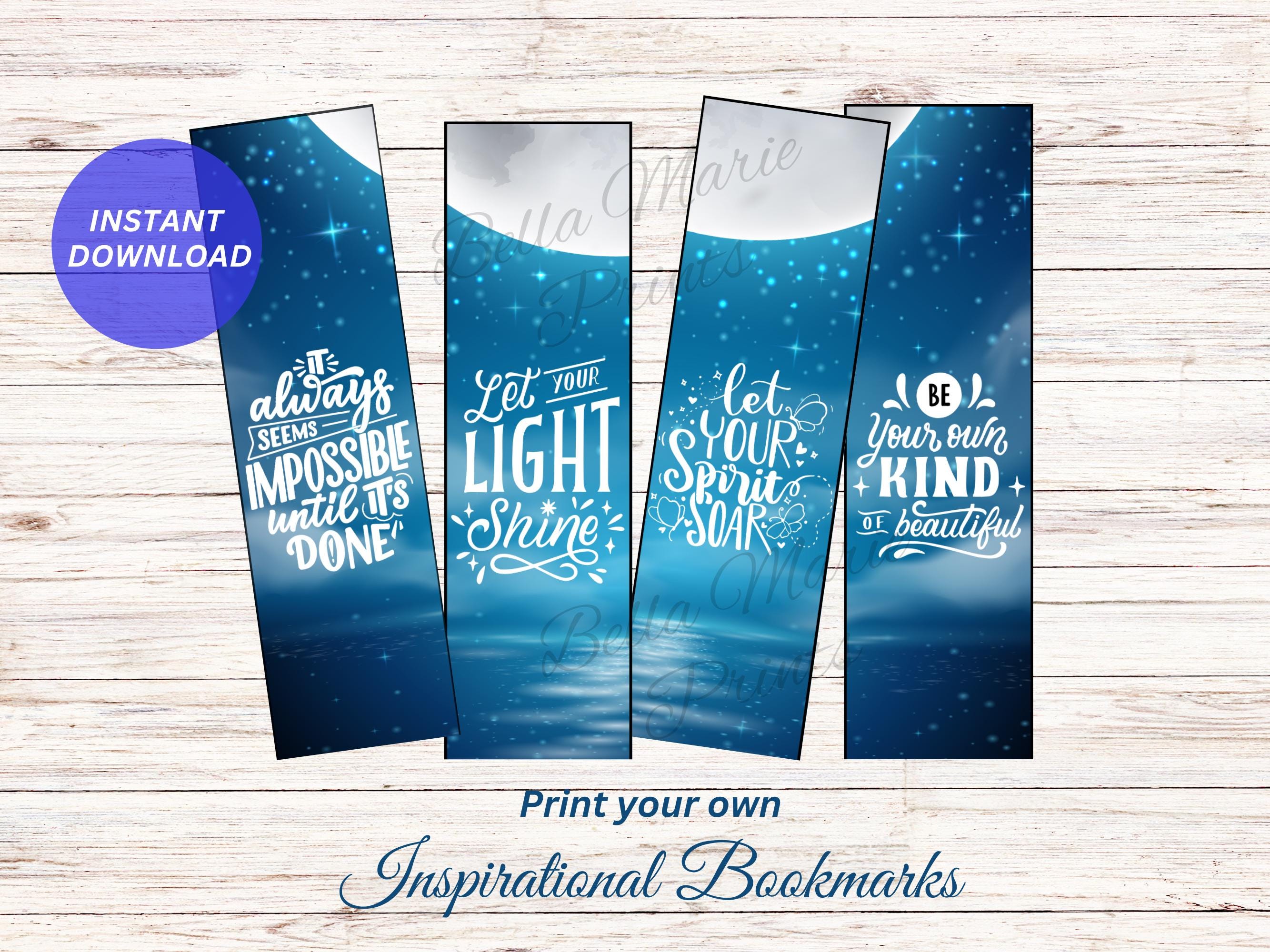 Motivational Bookmarks, Printable Inspirational Moonlight Bookmarks ...