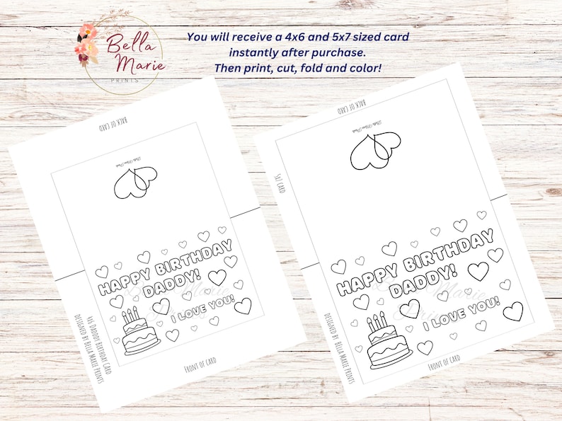 Printable Dad Birthday Coloring Card, Dad Card From Kids, Daddy ...