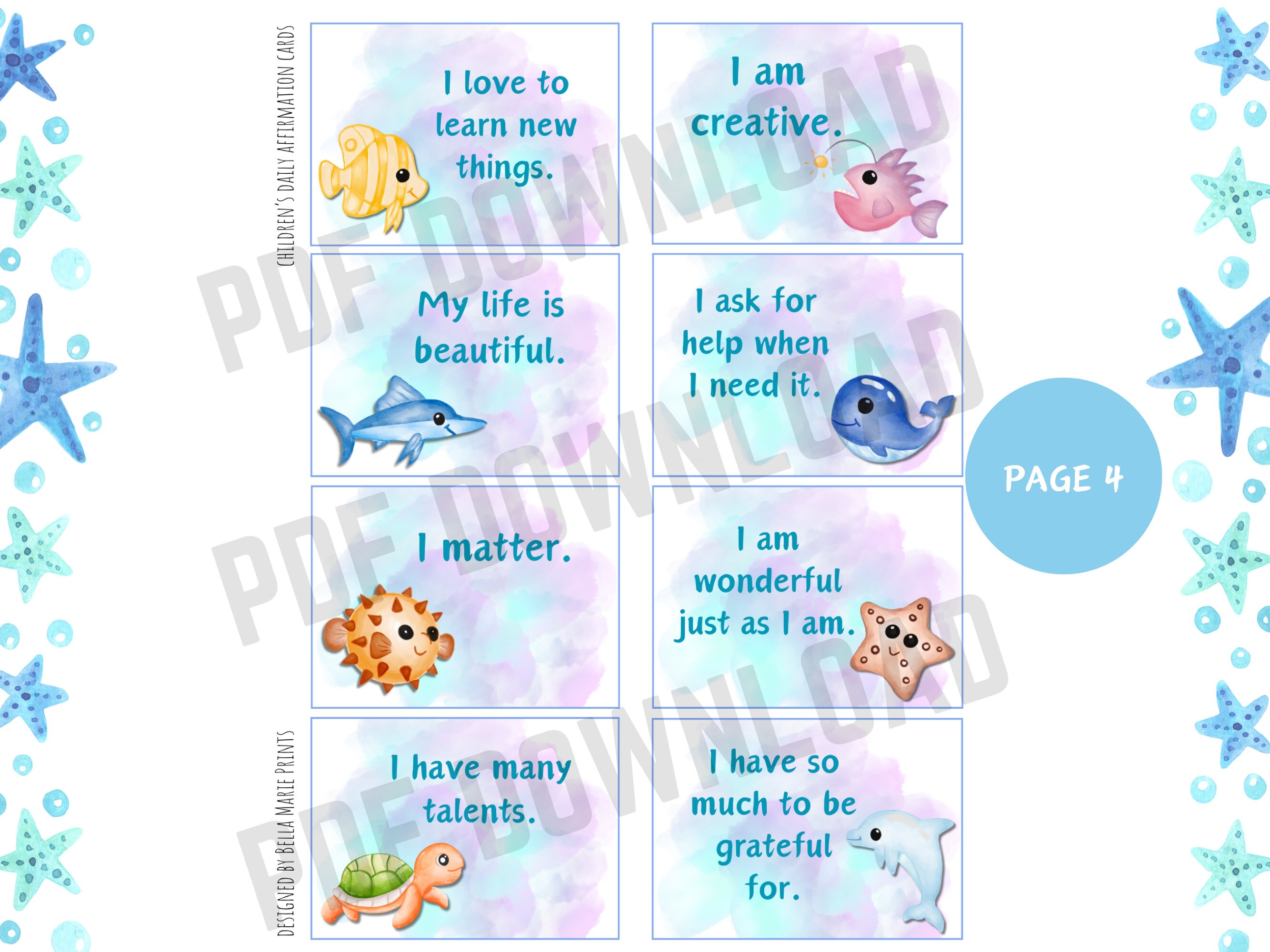 Children's Affirmation Cards, Printable Affirmations, Set of 32 ...