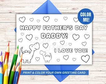 Happy Father's Day Printable Coloring Card, Father's Day Card for Kids ...