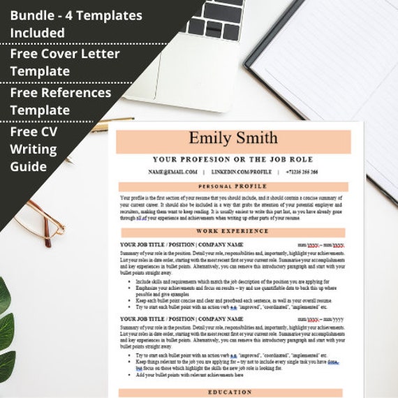 Resume Template Word Template CV Template Professional CV - Etsy