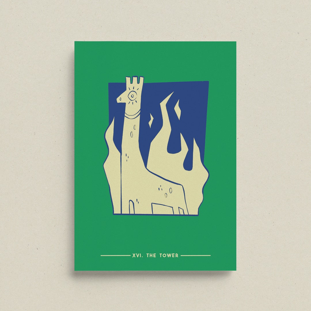 Xvi. THE TOWER Tarot Illustration Print - Etsy