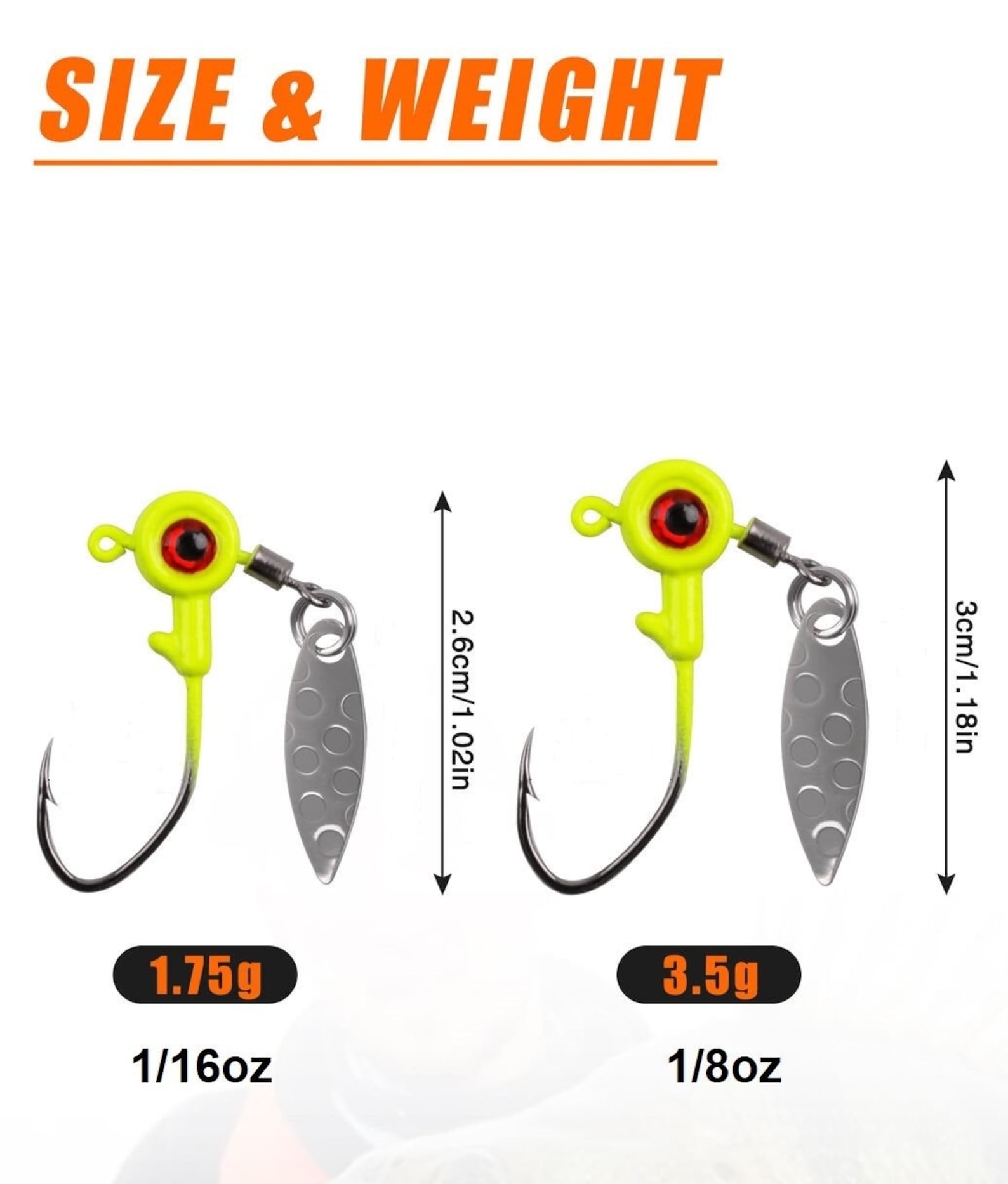 25 Pack Underspin Jig Heads Crappie Jig Head Assorted Colors 1/8 Oz - Etsy