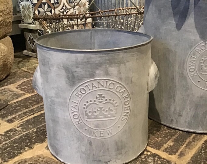 Royal Botanic Garden Zinc Bucket With Handles Planter Vase Flower Pot ...
