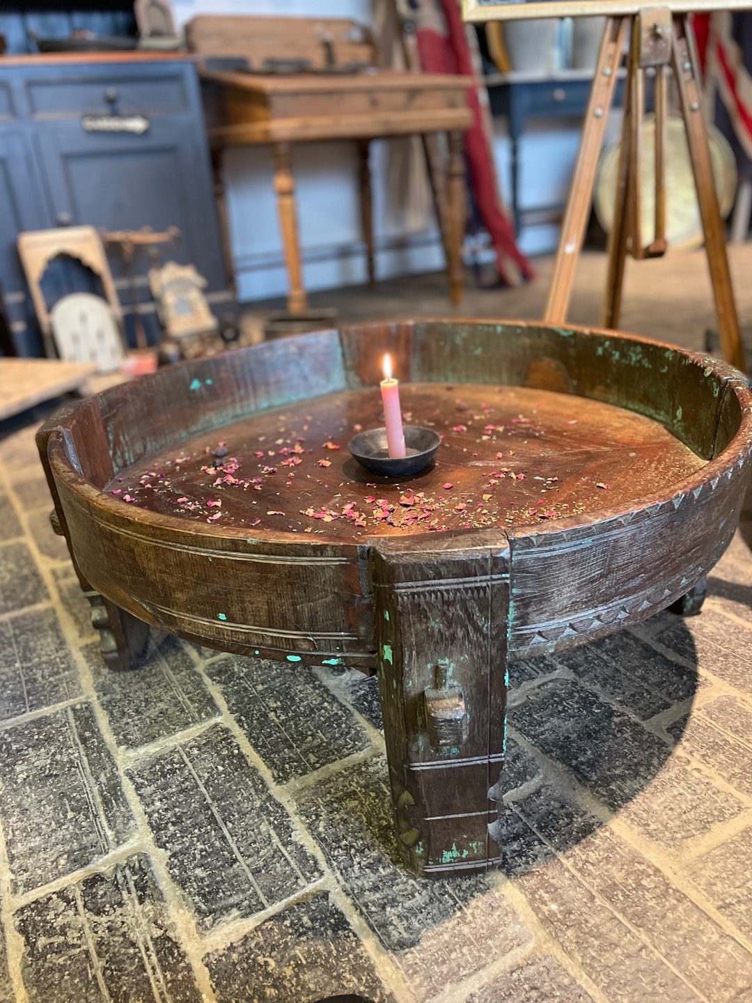 Indian Chakki Table Temple Meditation Home Decor - Etsy UK