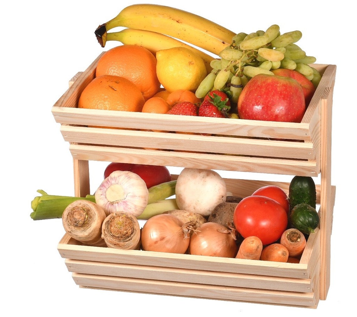 Double Box for Vegetables, Fruits and Flowers Wooden Shelf - Etsy