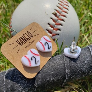 Heart Shaped Personalized Baseball T-ball Stud Earrings * Engraved ...