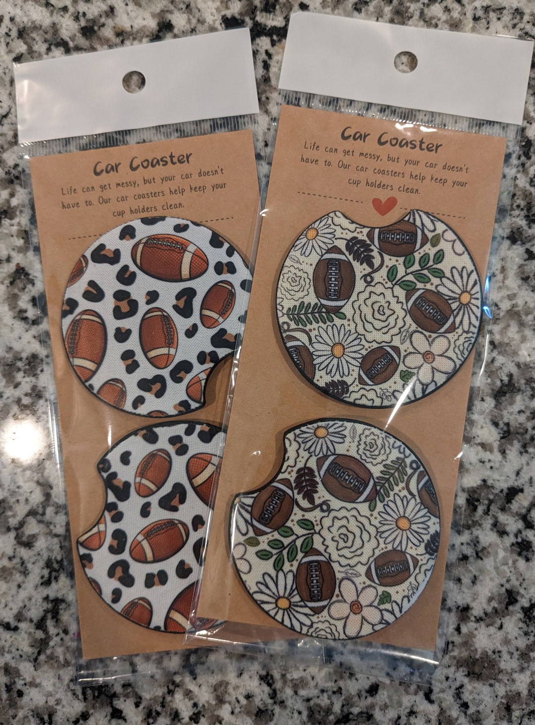 Football Car Coasters* 2 Pack Soft Football Car Coasters* Leopard and ...