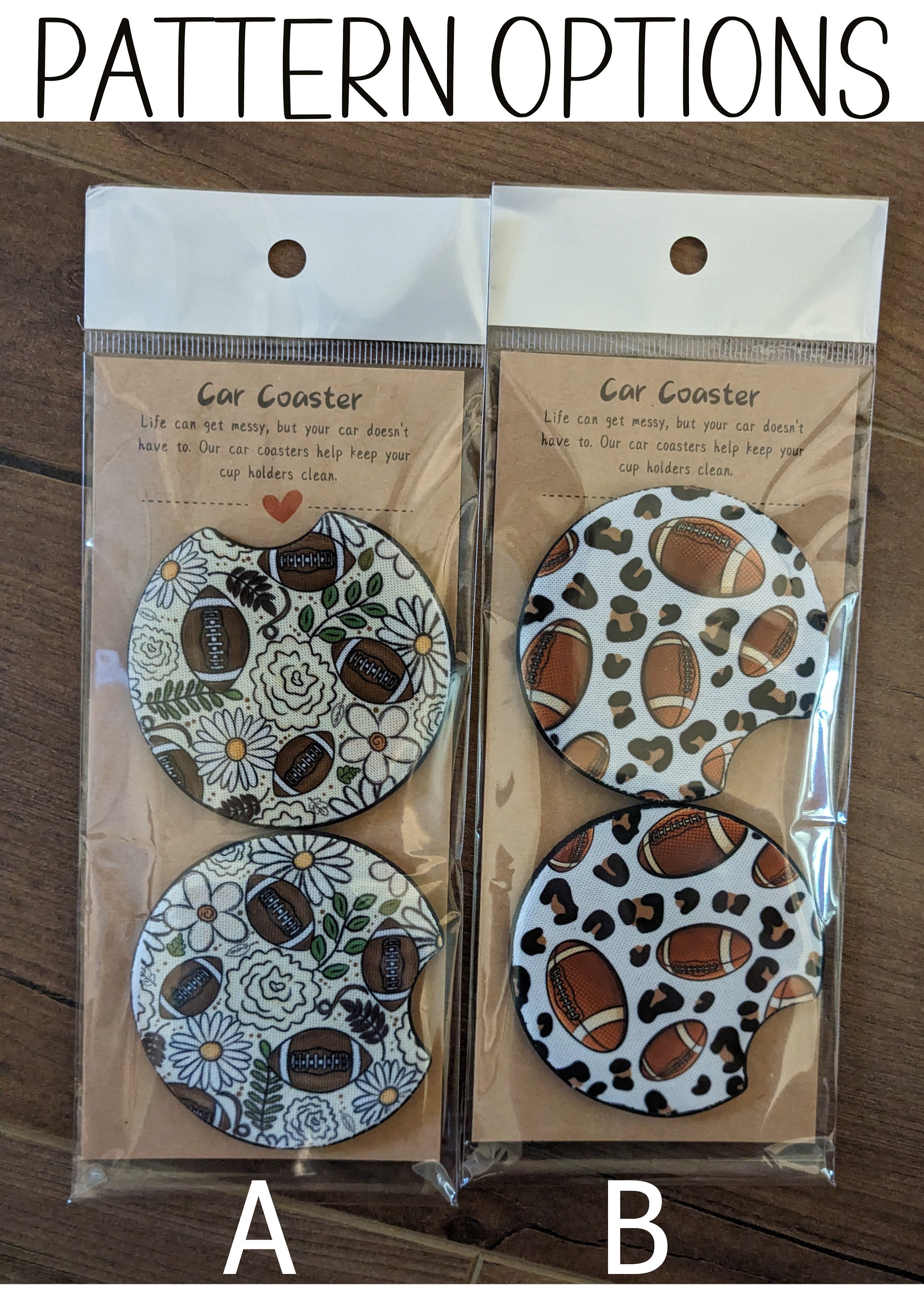 Football Car Coasters* 2 Pack Soft Football Car Coasters* Leopard and ...