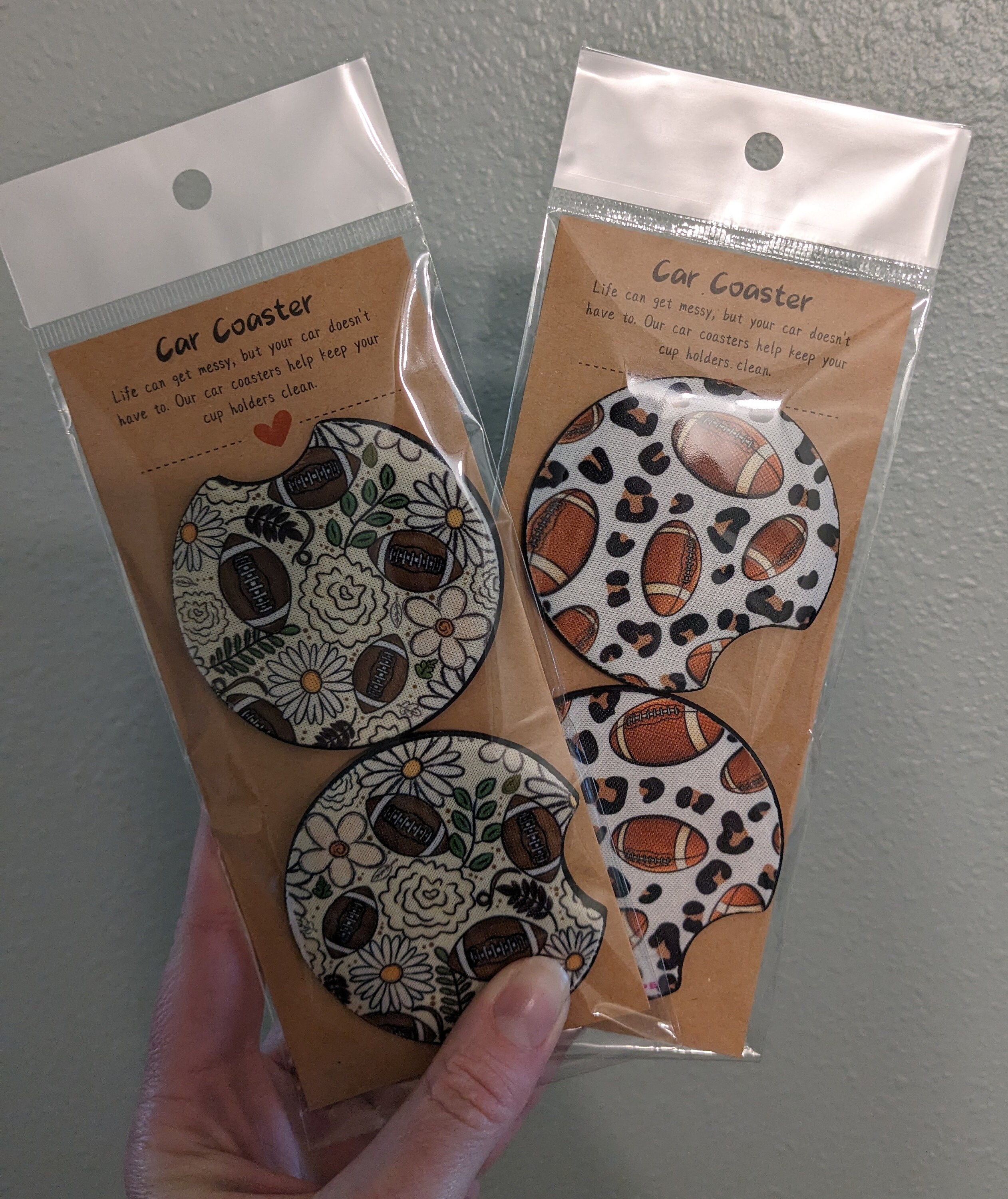 Football Car Coasters* 2 Pack Soft Football Car Coasters* Leopard and ...