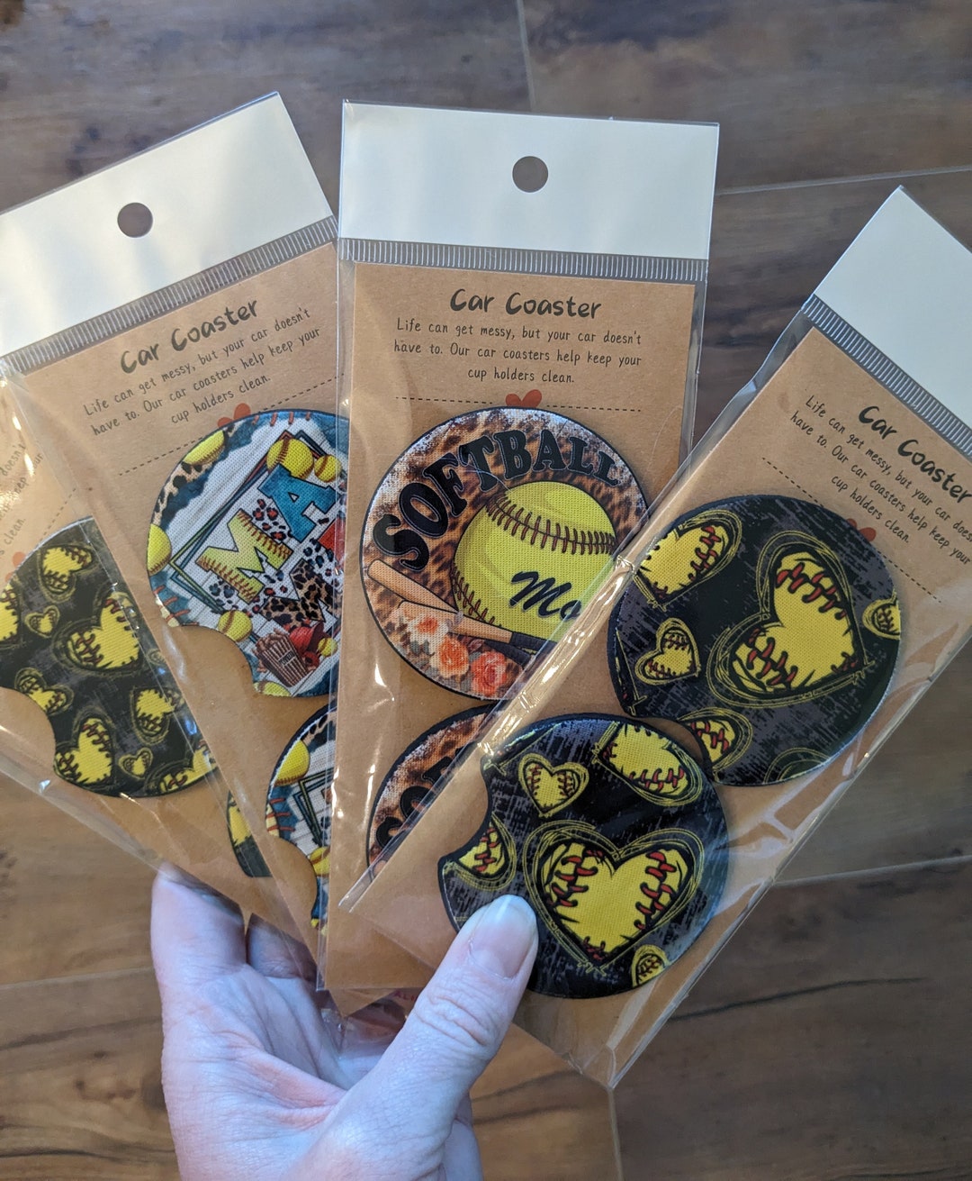 Softball Car Coasters* 2 Pack Soft Softball Car Coasters* Softball Mama ...