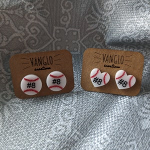 Heart Shaped Personalized Baseball T-ball Stud Earrings * Engraved ...