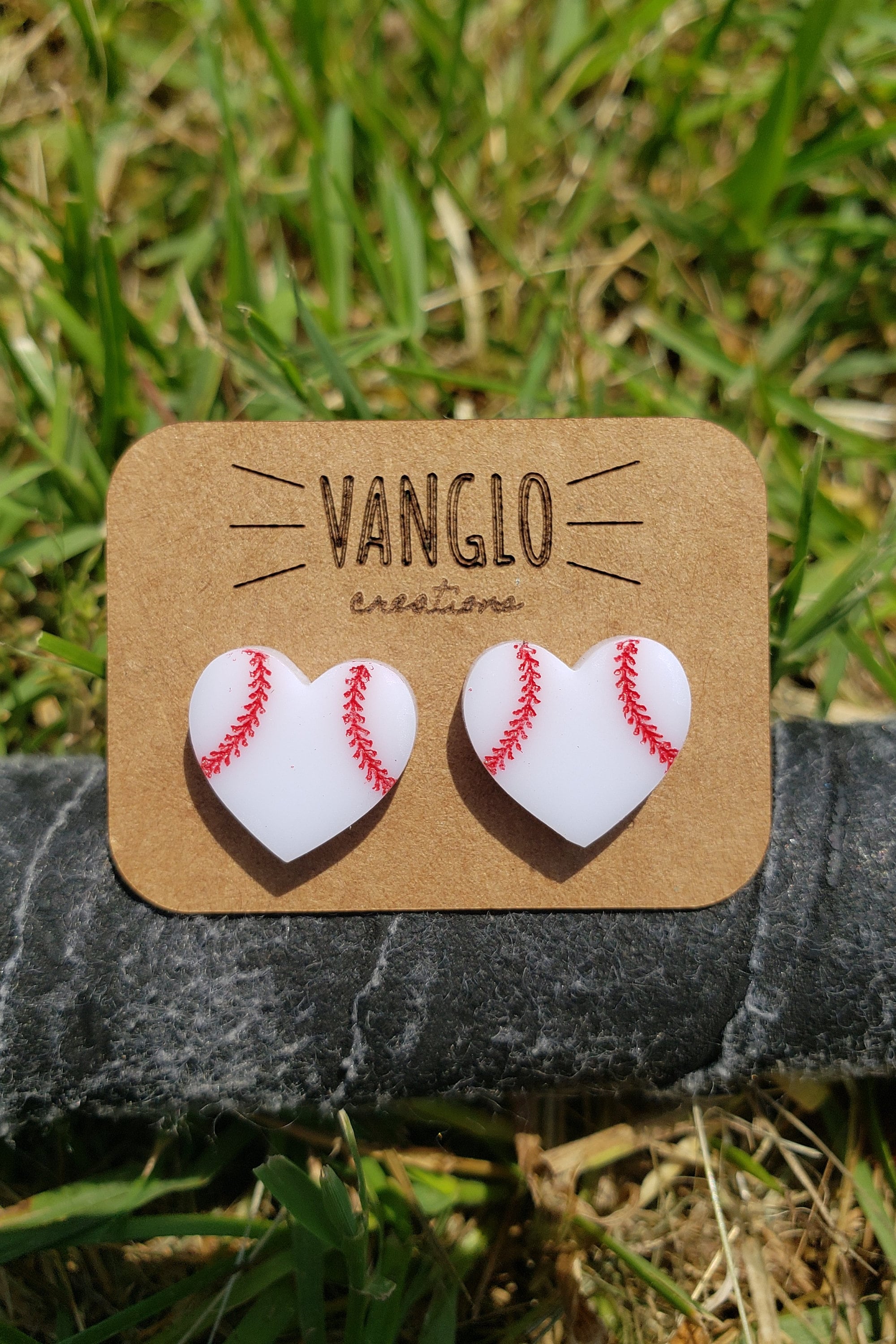 Heart Shaped Personalized Baseball T-ball Stud Earrings * Engraved ...
