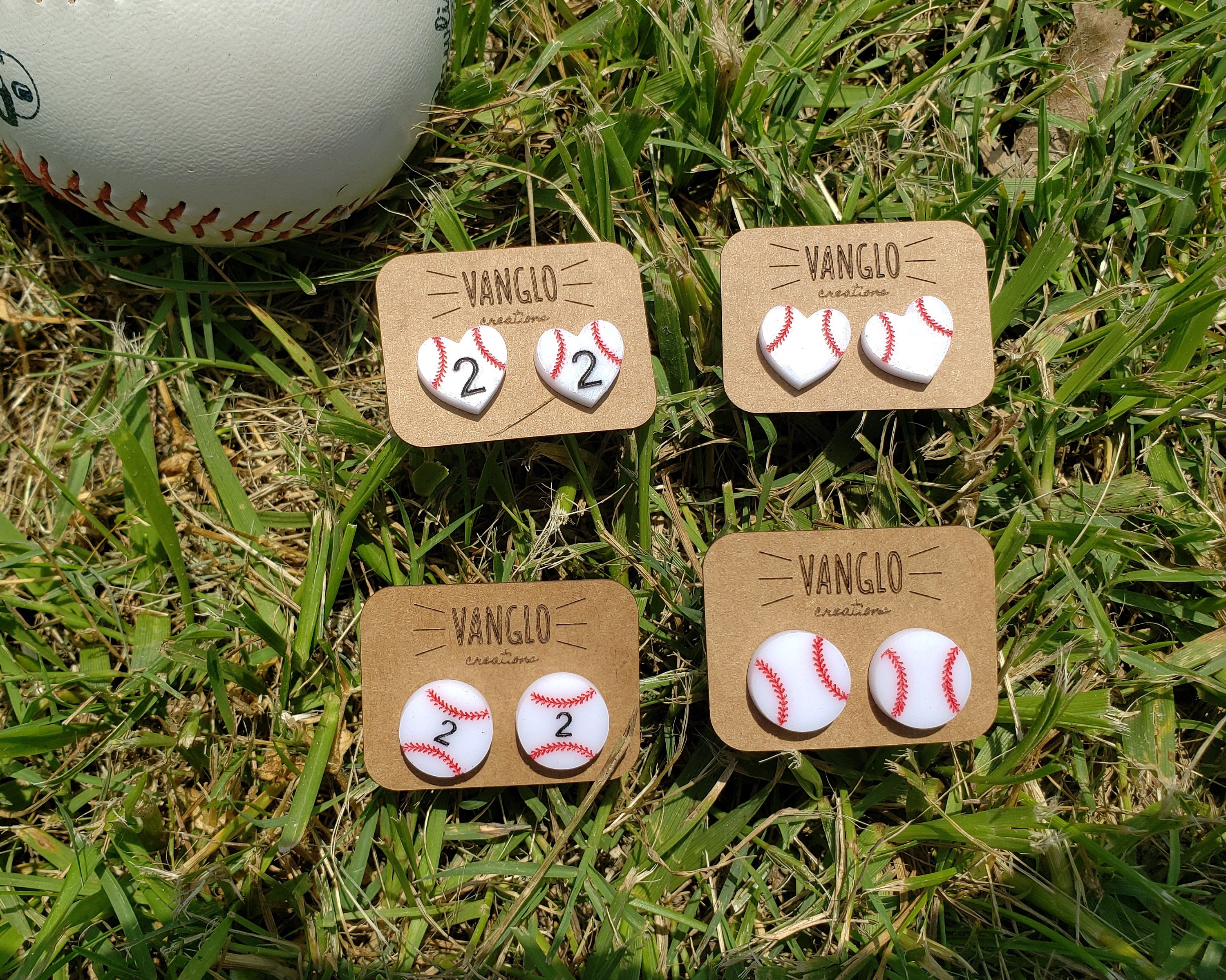 Heart Shaped Personalized Baseball T-ball Stud Earrings * Engraved ...