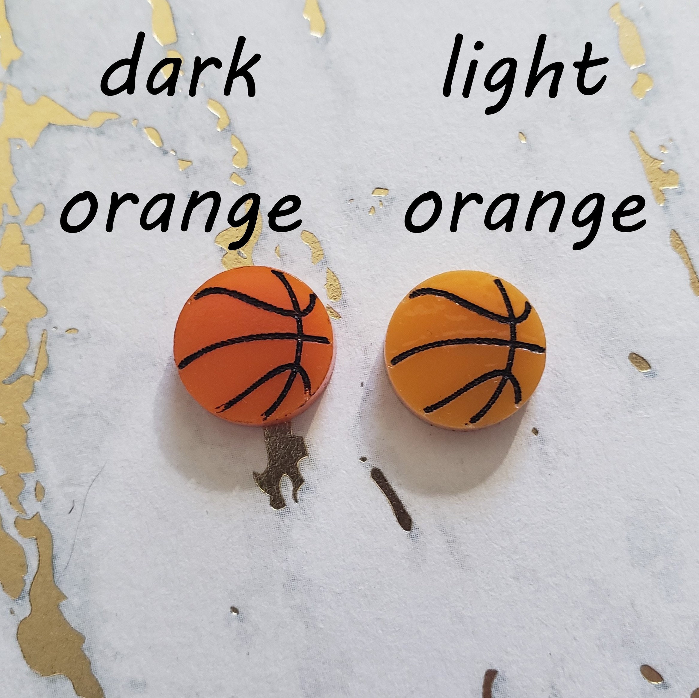Personalized Basketball Stud Earrings * Basketball Player Number Orange ...