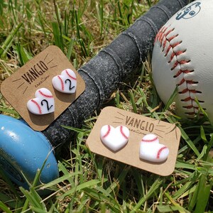 Heart Shaped Personalized Baseball T-ball Stud Earrings * Engraved ...