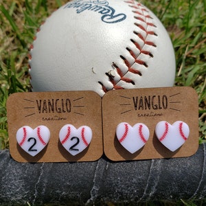Heart Shaped Personalized Baseball T-ball Stud Earrings * Engraved ...