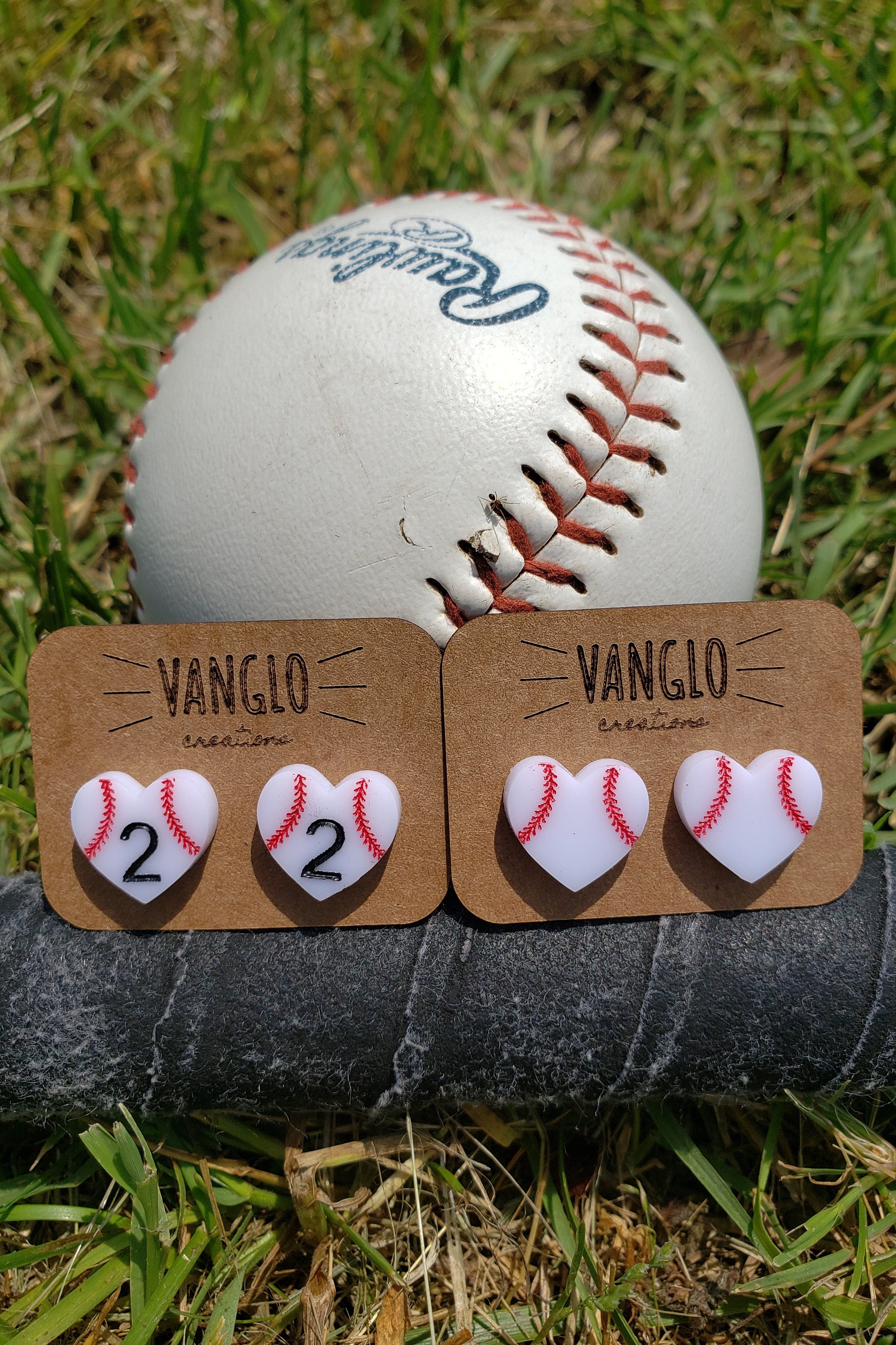 Heart Shaped Personalized Baseball T-ball Stud Earrings * Engraved ...