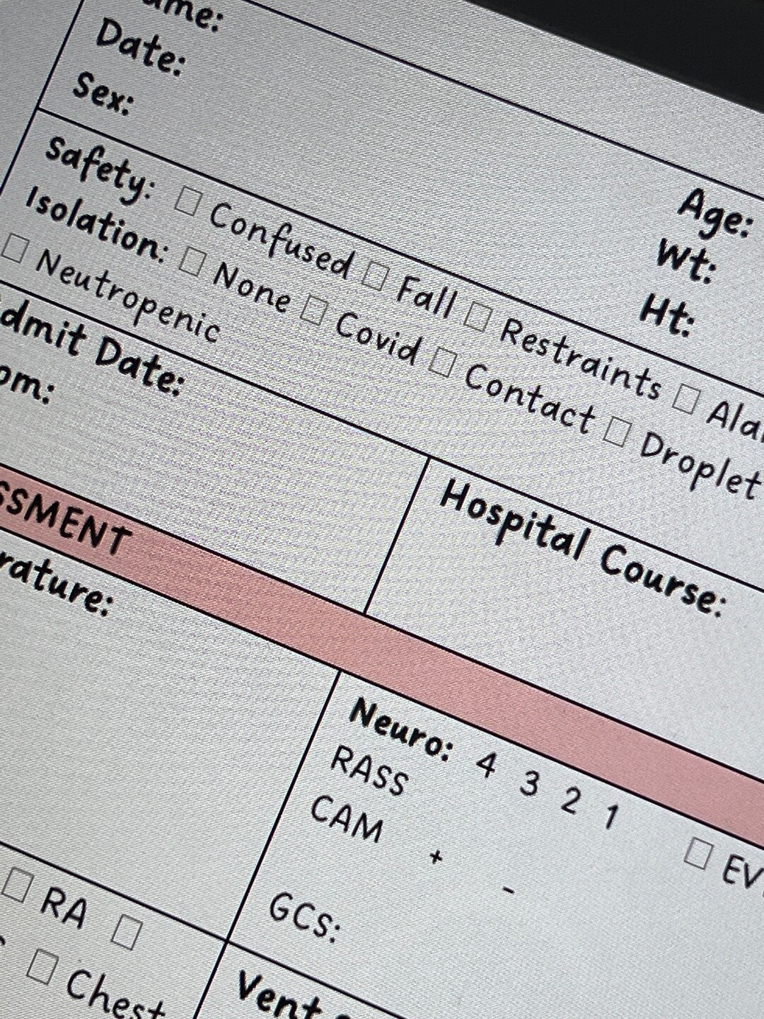 Modified Critical Care Report Sheet - Etsy