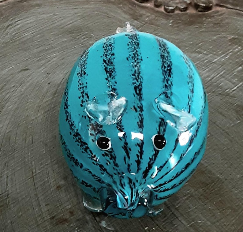 Stephanie Miron Mid Century Venetian Glass Teal Pig - Etsy