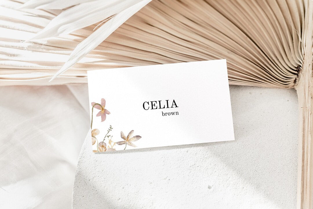 Wildflower Place Card Template, Printable Place Cards, Wildflower ...