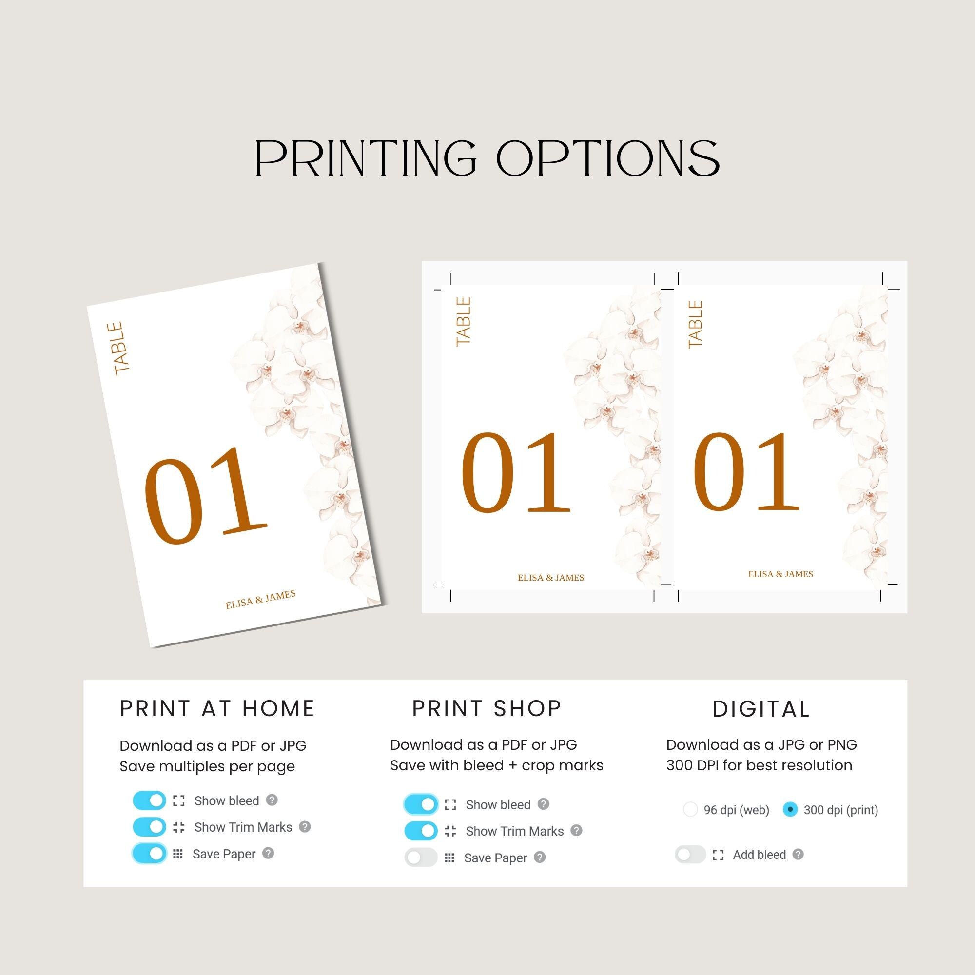 Printable Boho Table Numbers Template, Modern Wedding Table Numbers ...