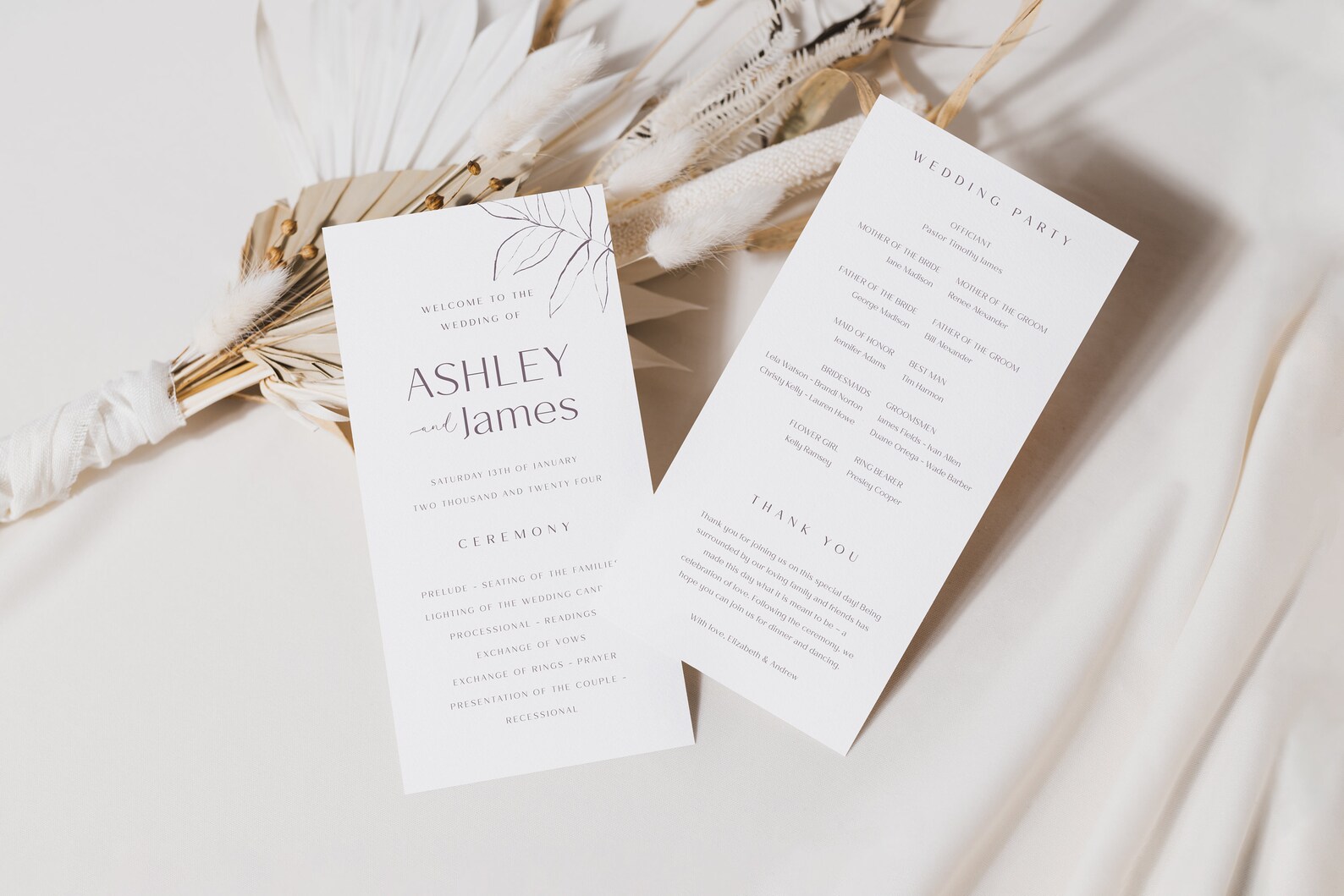 Minimalist Wedding Program Template, Modern Wedding Program, Minimal ...