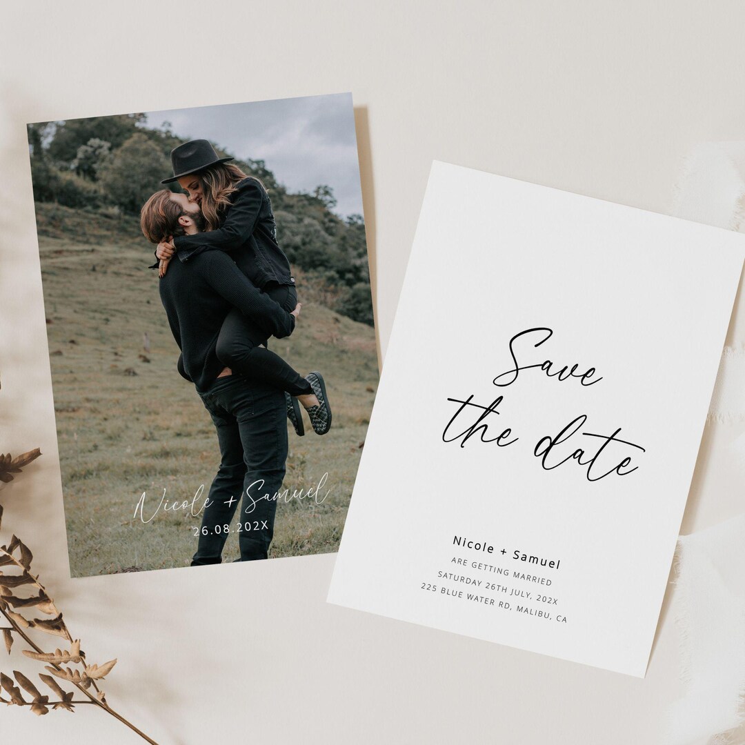 Modern Minimal Save the Date Template, Save the Date With Photo ...