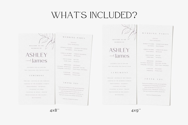 Minimalist Wedding Program Template, Modern Wedding Program, Minimal ...