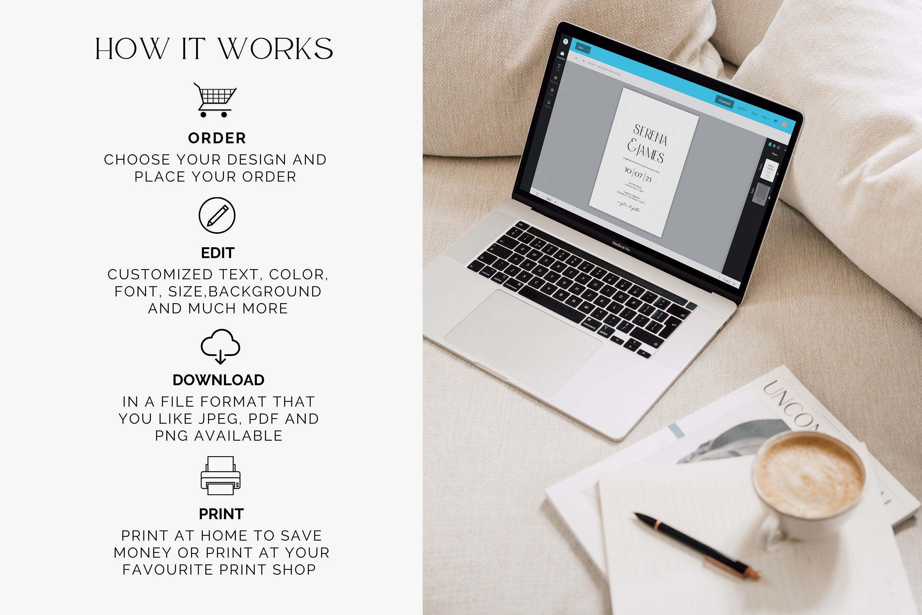 Minimalist Wedding Program Template, Modern Wedding Program, Minimal ...