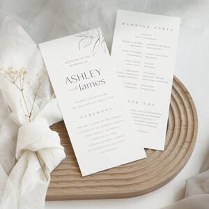 Minimalist Wedding Program Template, Modern Wedding Program, Minimal ...